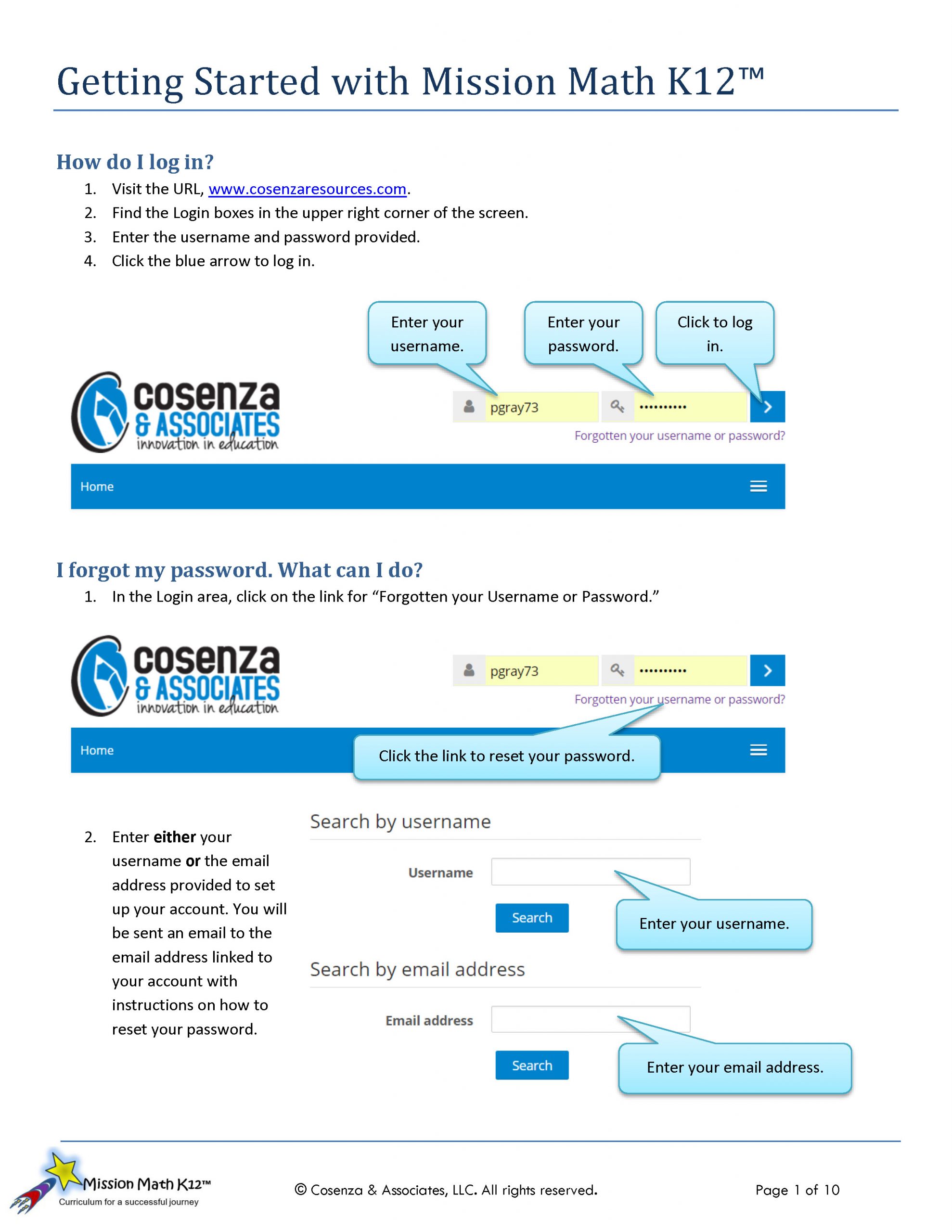 Mission Math K12 Users Guide Cover — Cosenza & Associates, LLC